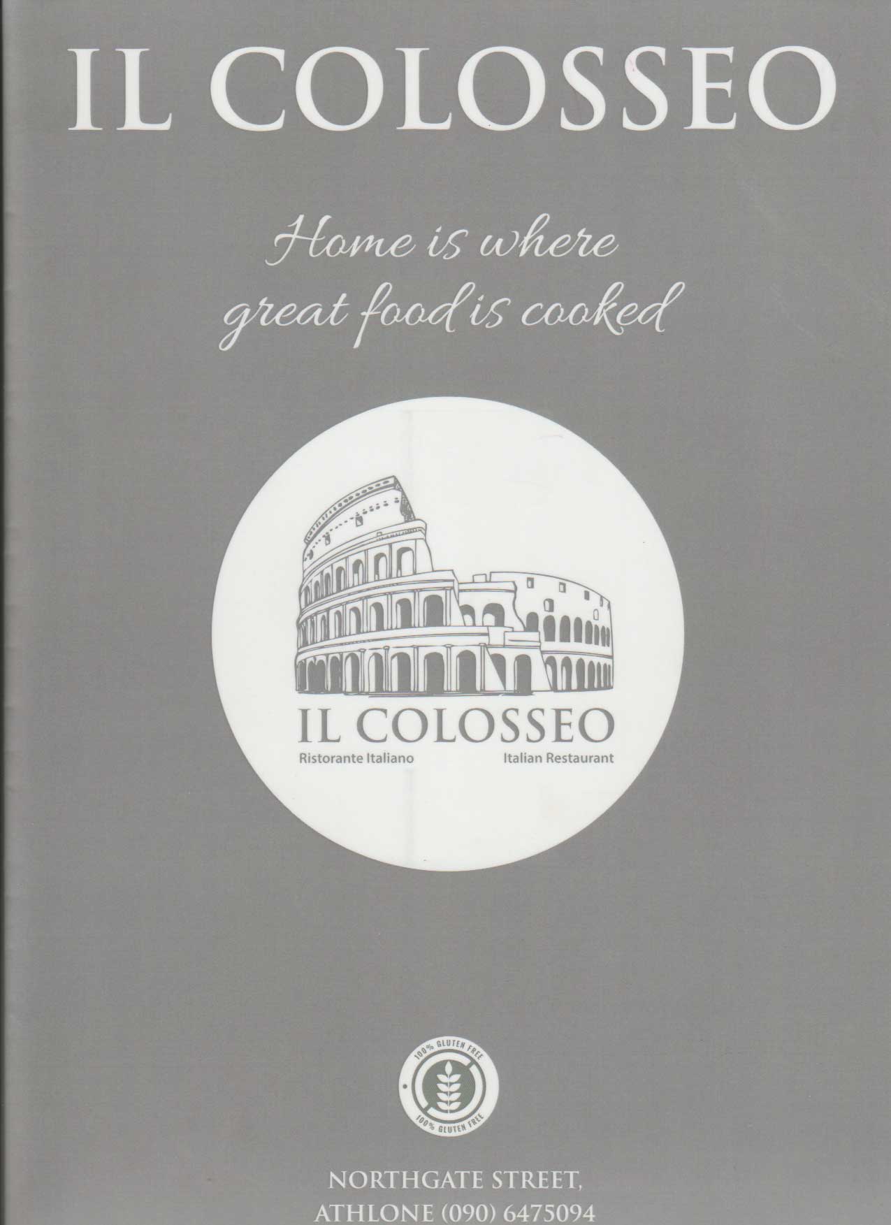 Restaurant Menu - Il-Colosseo Italian Restaurant Athlone